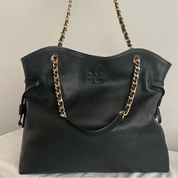 Tory Burch | Bags | Tory Burch Black Xl Marion Fleming Chain Laptop ...